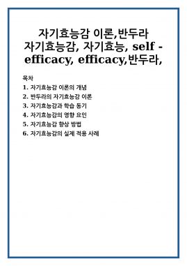 자기효능감 이론,반두라 자기효능감, 자기효능, self - efficacy, efficacy,반두라,-1페이지