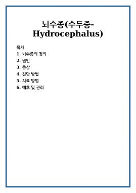 뇌수종(수두증-Hydrocephalus)-1페이지