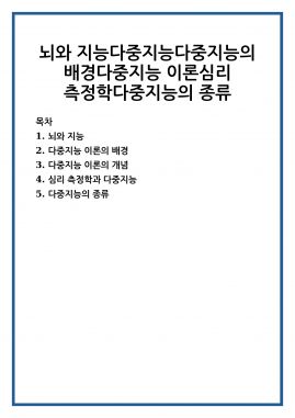 뇌와 지능다중지능다중지능의 배경다중지능 이론심리 측정학다중지능의 종류-1페이지