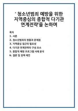 ‘ 청소년범죄 예방을 위한 지역중심의 종합적 다기관 연계전략’을 논하며-1페이지
