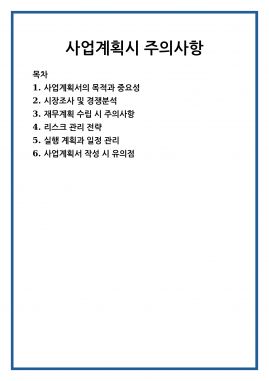 사업계획시 주의사항-1페이지