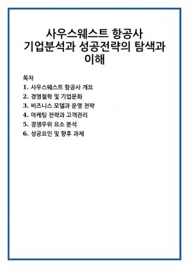 사우스웨스트 항공사 기업분석과 성공전략의 탐색과 이해-1페이지