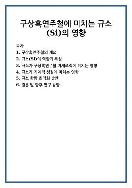 구상흑연주철에 미치는 규소(Si)의 영향-1페이지