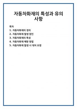 자동차화재의 특성과 유의 사항-1페이지