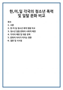 한,미,일 각국의 청소년 폭력 및 일탈 문화 비교-1페이지