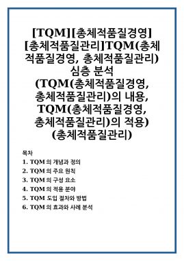 [TQM][총체적품질경영][총체적품질관리]TQM(총체적품질경영, 총체적품질관리) 심층 분석(TQM(총체적품질경영, 총체적품질관리)의 내용, TQM(총체적품질경영, 총체적품질관리)의 적용)(총체적품질관리)-1페이지