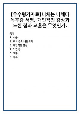 [우수평가자료]니체는 나체다 독후감 서평, 개인적인 감상과 느낀 점과 교훈은 무엇인가.-1페이지