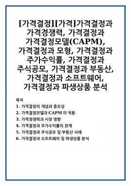 [가격결정][가격]가격결정과 가격경쟁력, 가격결정과 가격결정모델(CAPM), 가격결정과 모형, 가격결정과 주가수익률, 가격결정과 주식공모, 가격결정과 부동산, 가격결정과 소프트웨어, 가격결정과 파생상품 분석-1페이지