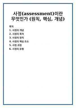 사정(assessment)이란 무엇인가 (원칙, 핵심, 개념)-1페이지