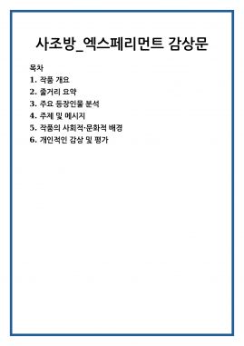 사조방_엑스페리먼트 감상문-1페이지