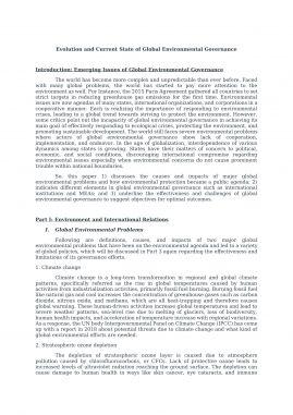 글로벌 거버넌스 영문 레포트 Evolution and Current State of Global Environmental Governance-1페이지