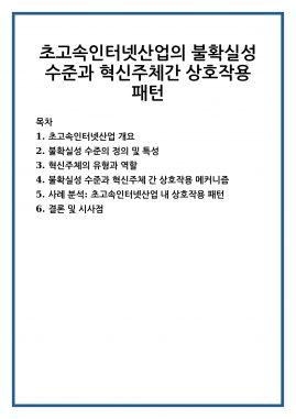 초고속인터넷산업의 불확실성 수준과 혁신주체간 상호작용 패턴-1페이지