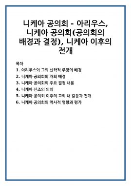 니케아 공의회 - 아리우스, 니케아 공의회(공의회의 배경과 결정), 니케아 이후의 전개-1페이지