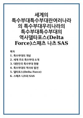 세계의 특수부대특수부대란여러나라의 특수부대우리나라의 특수부대특수부대의 역사델타포스(Delta Force)스패츠 나츠SAS-1페이지