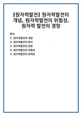 [원자력발전] 원자력발전의 개념, 원자력발전의 위험성, 원자력 발전의 경망-1페이지