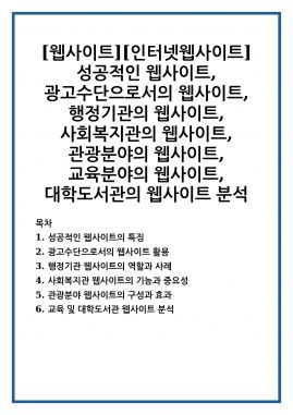[웹사이트][인터넷웹사이트]성공적인 웹사이트, 광고수단으로서의 웹사이트, 행정기관의 웹사이트, 사회복지관의 웹사이트, 관광분야의 웹사이트, 교육분야의 웹사이트, 대학도서관의 웹사이트 분석-1페이지