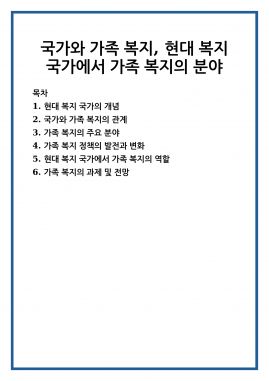 국가와 가족 복지, 현대 복지 국가에서 가족 복지의 분야-1페이지