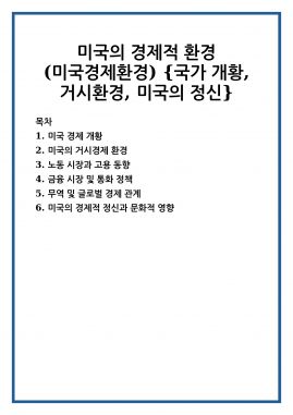 미국의 경제적 환경 (미국경제환경) {국가 개황, 거시환경, 미국의 정신}-1페이지