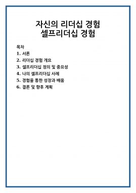 자신의 리더십 경험 셀프리더십 경험-1페이지