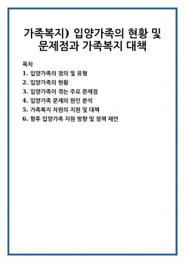 가족복지) 입양가족의 현황 및 문제점과 가족복지 대책-1페이지