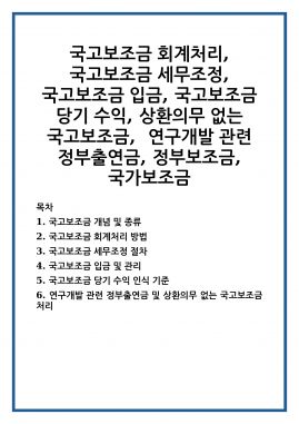국고보조금 회계처리, 국고보조금 세무조정, 국고보조금 입금, 국고보조금 당기 수익, 상환의무 없는 국고보조금,  연구개발 관련 정부출연금, 정부보조금, 국가보조금-1페이지