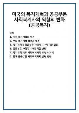 미국의 복지개혁과 공공부문 사회복지사의 역할의 변화 (공공복지)-1페이지