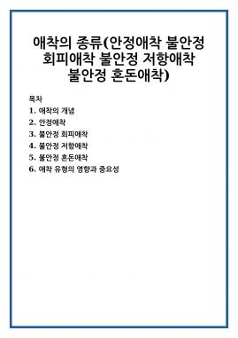 애착의 종류(안정애착 불안정 회피애착 불안정 저항애착 불안정 혼돈애착)-1페이지