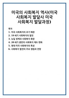 미국의 사회복지 역사(미국 사회복지 발달사 미국 사회복지 발달과정)-1페이지