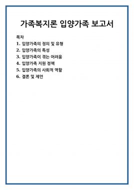 가족복지론 입양가족 보고서-1페이지