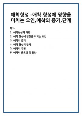 애착형성 -애착 형성에 영향을 미치는 요인,애착의 증거,단계-1페이지