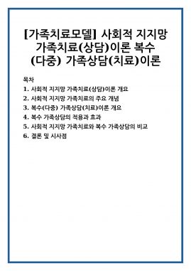 [가족치료모델] 사회적 지지망 가족치료(상담)이론 복수(다중) 가족상담(치료)이론-1페이지