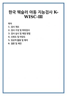 한국 웩슬러 아동 지능검사 K-WISC-Ⅲ-1페이지