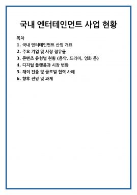 국내 엔터테인먼트 사업 현황-1페이지
