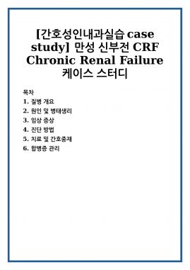 [간호성인내과실습case study] 만성 신부전 CRF Chronic Renal Failure 케이스 스터디-1페이지
