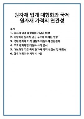 원자재 업계 대형화와 국제 원자재 가격의 연관성-1페이지