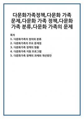 다문화가족정책,다문화 가족 문제,다문화 가족 정책,다문화 가족 분류,다문화 가족의 문제-1페이지