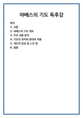 야베스의 기도 독후감-1페이지
