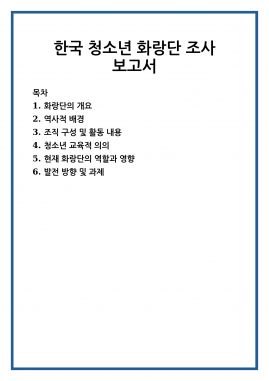 한국 청소년 화랑단 조사 보고서-1페이지