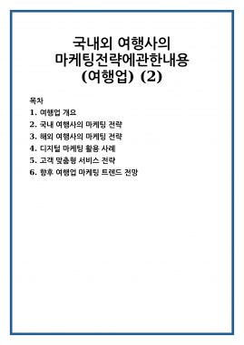 국내외 여행사의 마케팅전략에관한내용 (여행업) (2)-1페이지