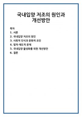 국내입양 저조의 원인과 개선방안-1페이지