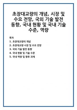 초장대교량의 개념, 시장 및 수요 전망, 국외 기술 발전 동향, 국내 현황 및 국내 기술 수준, 역량-1페이지