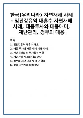 한국(우리나라) 자연재해 사례 - 임진강유역 대홍수 자연재해 사례, 태풍루사와 태풍매미, 재난관리, 정부의 대응-1페이지
