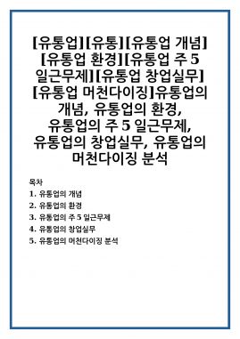 [유통업][유통][유통업 개념][유통업 환경][유통업 주5일근무제][유통업 창업실무][유통업 머천다이징]유통업의 개념, 유통업의 환경, 유통업의 주5일근무제, 유통업의 창업실무, 유통업의 머천다이징 분석-1페이지