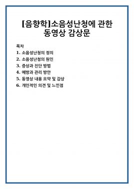 [음향학]소음성난청에 관한 동영상 감상문-1페이지