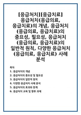 [응급처치][응급치료]응급처치(응급의료, 응급치료)의 개념, 응급처치(응급의료, 응급치료)의 중요성, 필요성, 응급처치(응급의료, 응급치료)의 일반적 원칙, 다양한 응급처치(응급의료, 응급치료) 사례 분석-1페이지