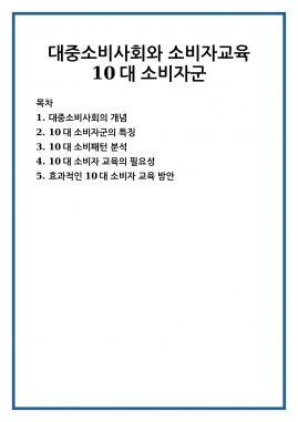 대중소비사회와 소비자교육 10대 소비자군-1페이지