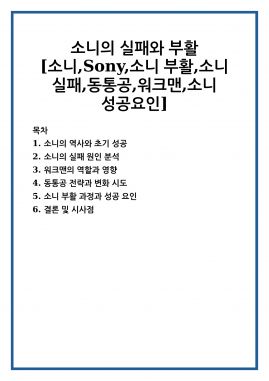 소니의 실패와 부활 [소니,Sony,소니 부활,소니 실패,동통공,워크맨,소니 성공요인]-1페이지