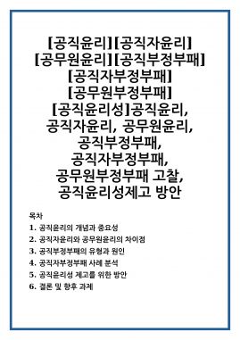[공직윤리][공직자윤리][공무원윤리][공직부정부패][공직자부정부패][공무원부정부패][공직윤리성]공직윤리, 공직자윤리, 공무원윤리, 공직부정부패, 공직자부정부패, 공무원부정부패 고찰, 공직윤리성제고 방안-1페이지