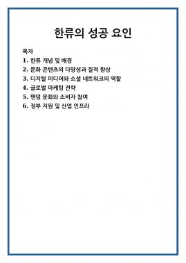 한류의 성공 요인-1페이지