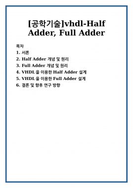 [공학기술]vhdl-Half Adder, Full Adder-1페이지